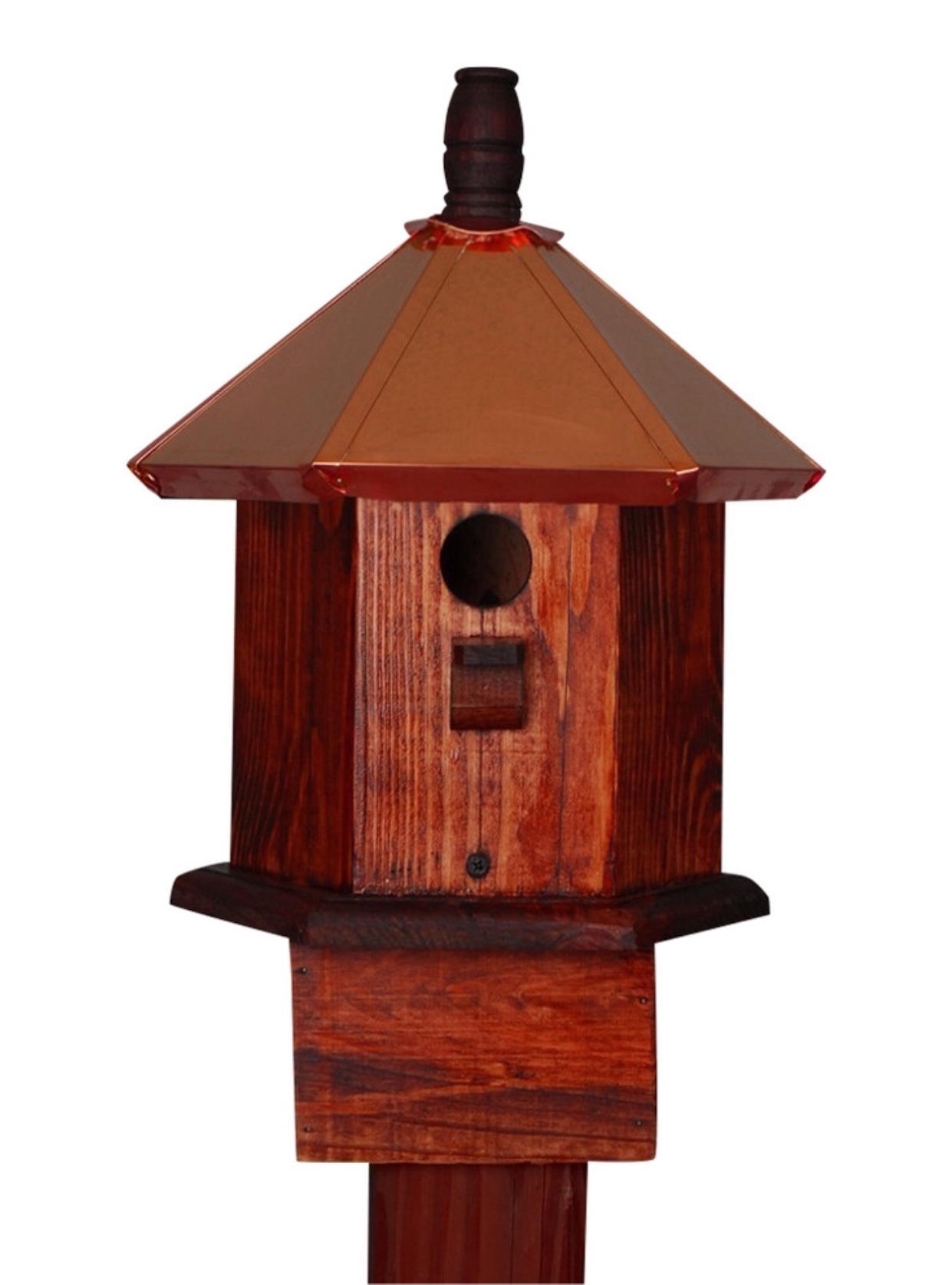Bird House Copper Stain Rustic Garden Gift Blue Birds – beegracious FARM